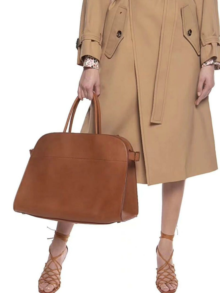 Classic Structured Top Handle Transport Tote Bag In Faux Leather – Corlus